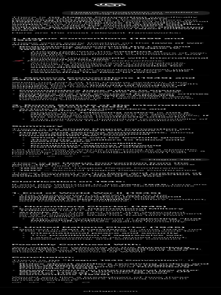 Hague Conventions and Soldier Instructions | PDF