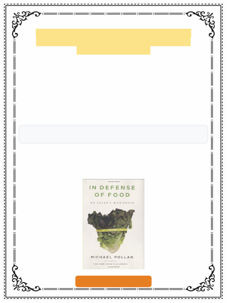 In Defense of Food An Eater s Manifesto 1st Edition Michael Pollan ...