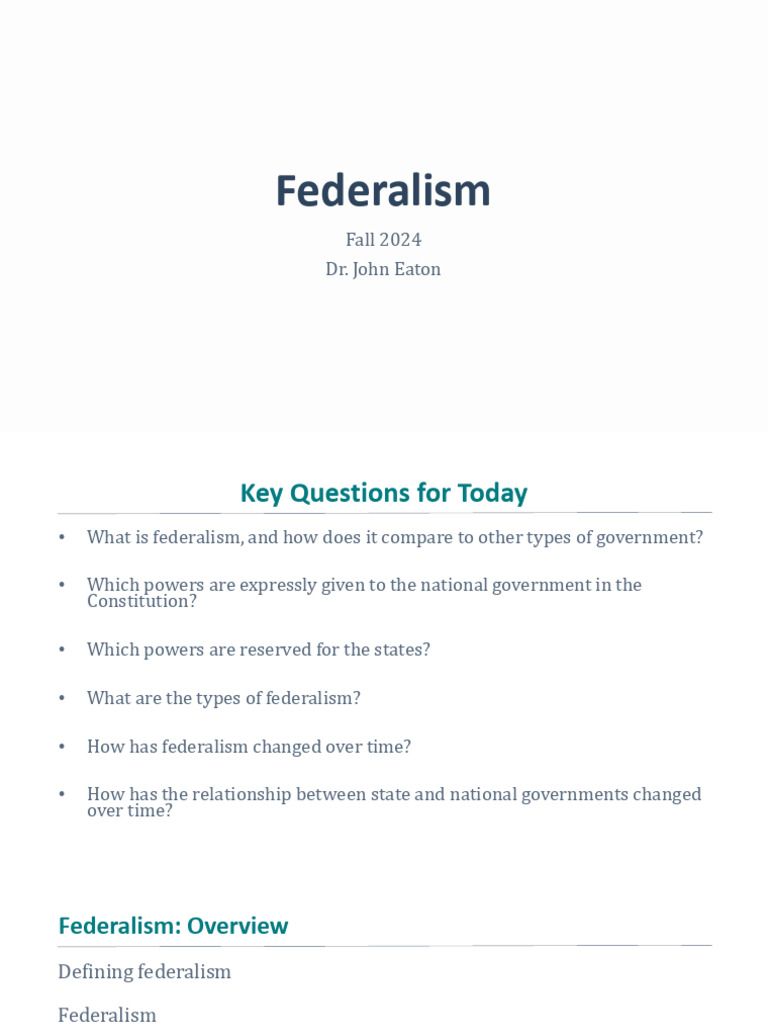Understanding Federalism in the U.S. | PDF | Federalism | Necessary And ...