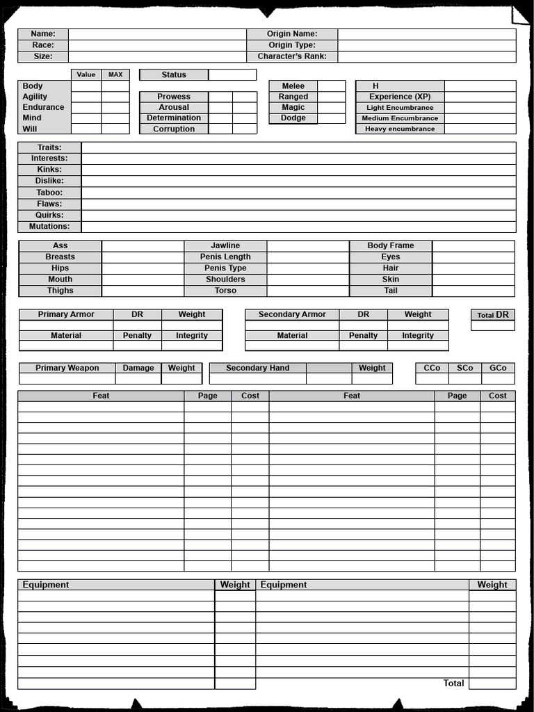 Labyrinthus - Character Sheet (Editable) | PDF