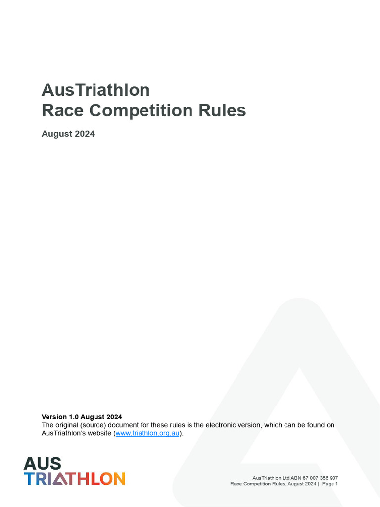 AusTriathlon Race Rules August 2024 | PDF | Triathlon | Human Powered ...