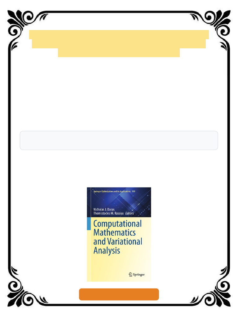 Computational Mathematics and Variational Analysis 1st Edition Nicholas J. Daras (Editor) eBook ...