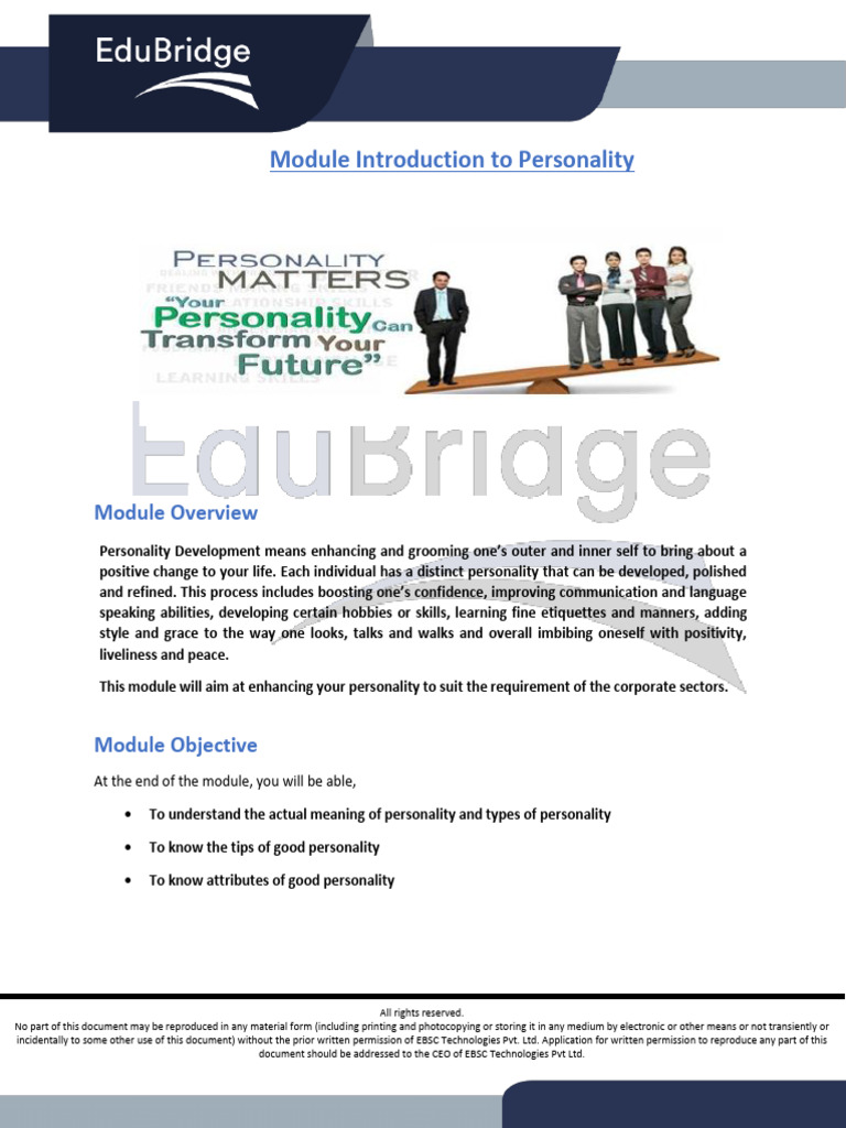 Personality Development Module Overview | PDF | Etiquette | Nutrition