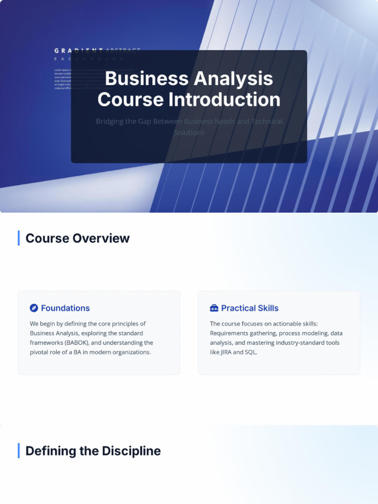 Business Analysis Course Introduction | PDF