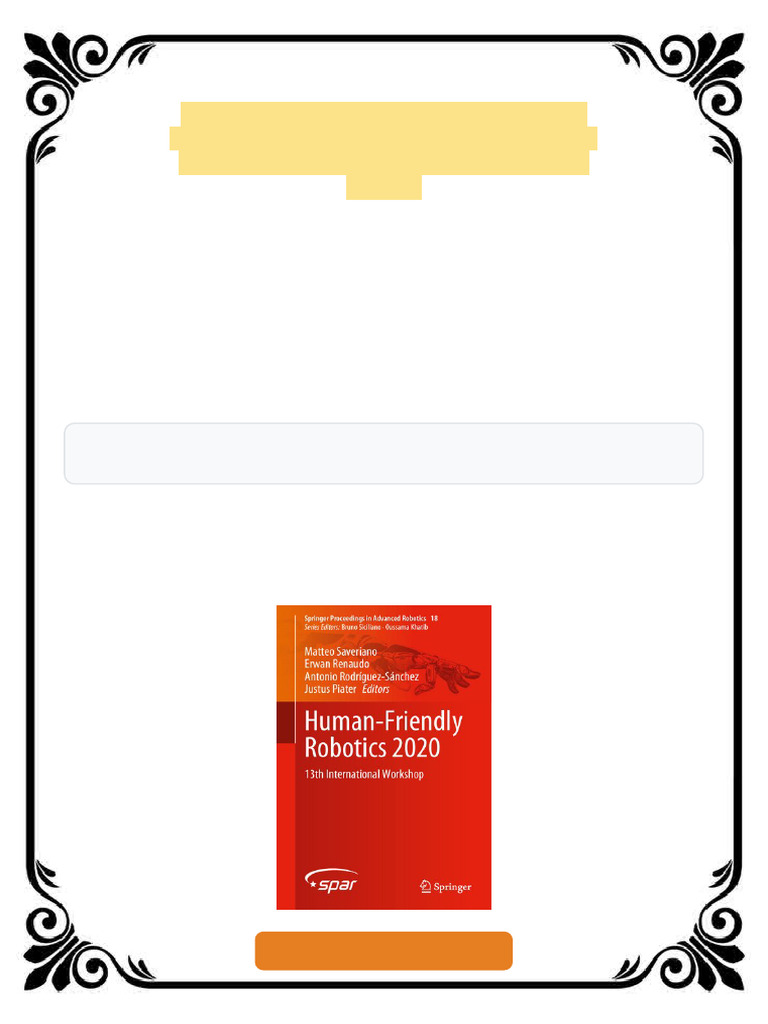 Human Friendly Robotics 2020 13th International Workshop 1st Edition ...