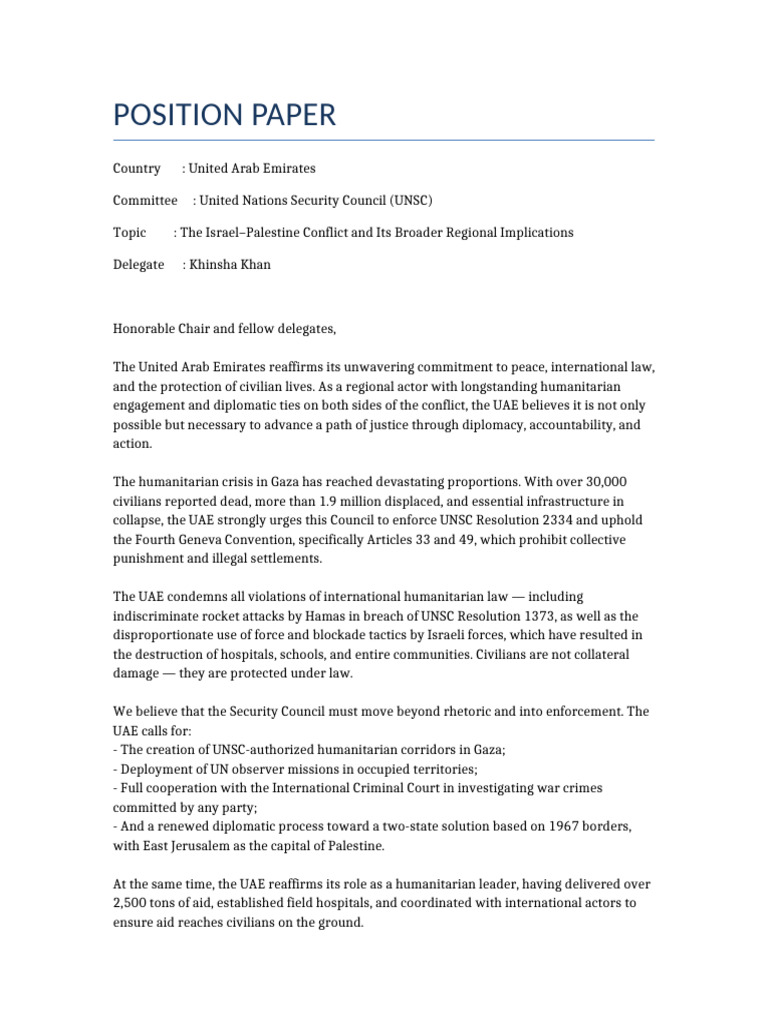 UAE Position on Israel-Palestine Conflict | PDF | Israel | World Politics