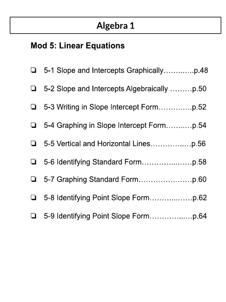Algebra 1 Mod 5 Notes | PDF