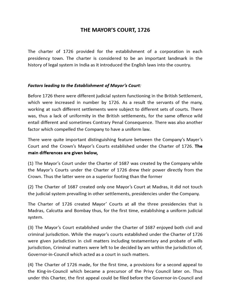 THE MAYOR-S COURT- 1726.docx | PDF | Jurisdiction | Will And Testament