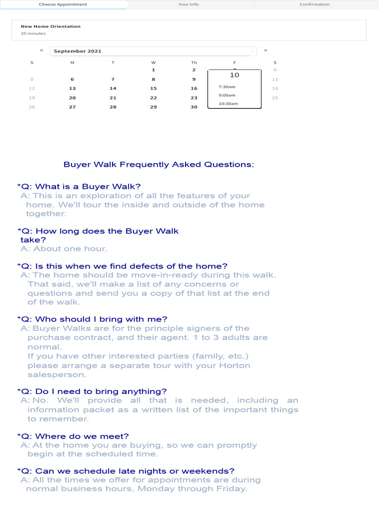 Buyer Walk FAQ | PDF