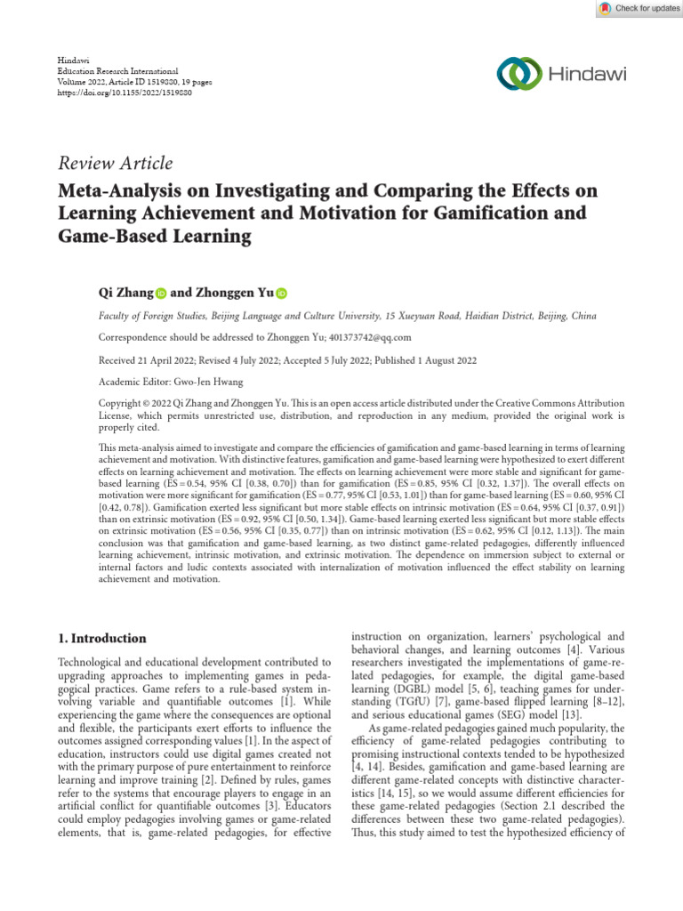 Education Research International - 2022 - Zhang - Meta‐Analysis on ...
