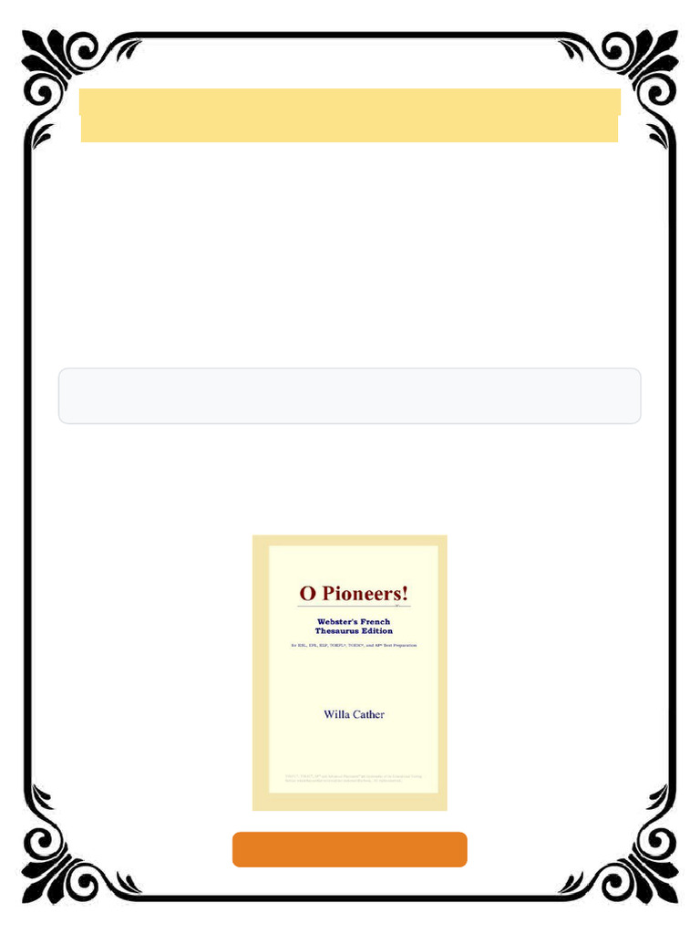 O Pioneers Webster S French Thesaurus Edition Willa Cather Ebook Smart ...