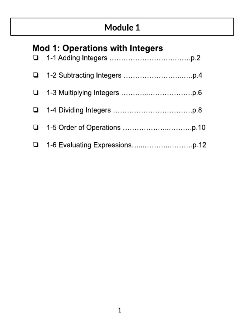 Math 7 Mod 1 Student Notes | PDF