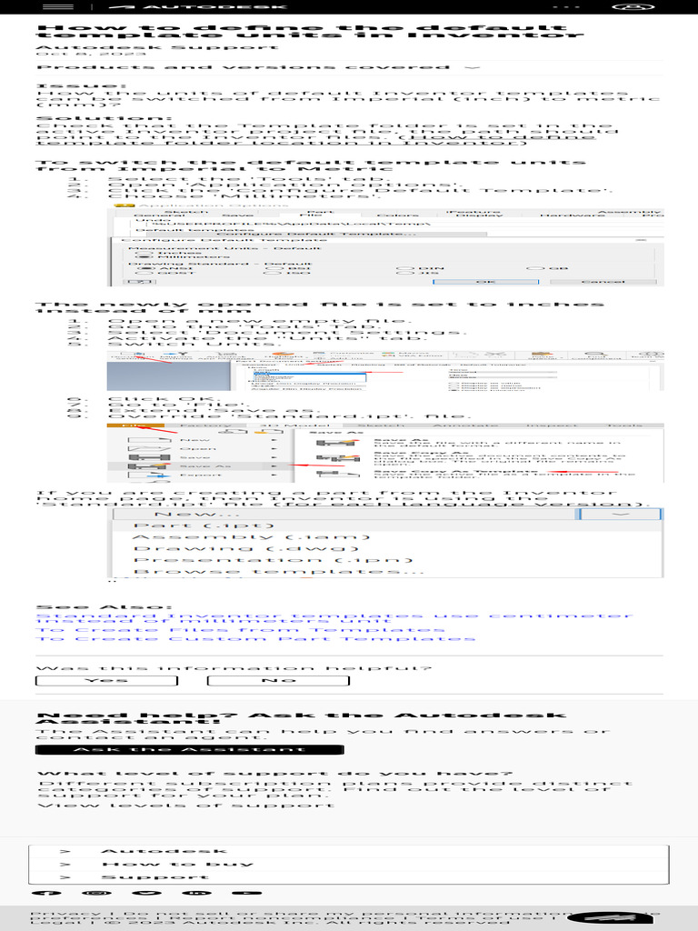 How to Define the Default Template Units in Inventor | PDF