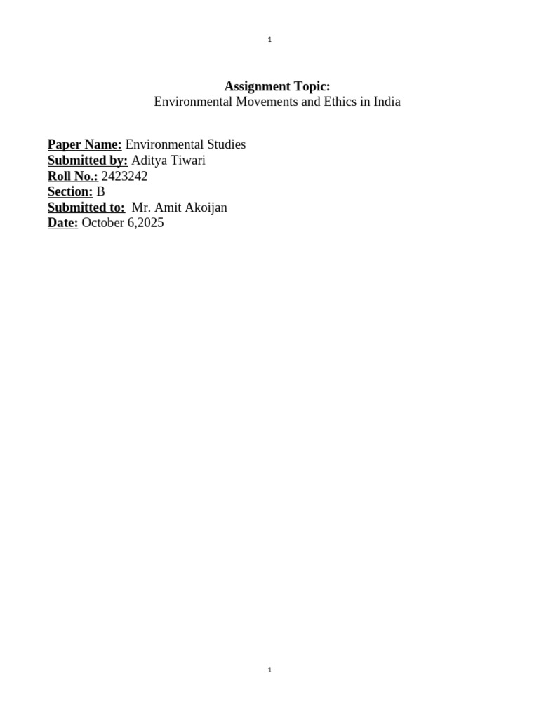 Bcom (Hons) - B Evs Assignment PDF | PDF | Natural Environment