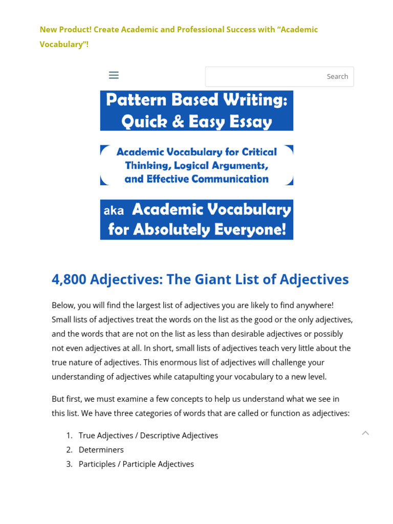 4,800 Adjectives - The Giant List of Adjectives | PDF | Adjective ...