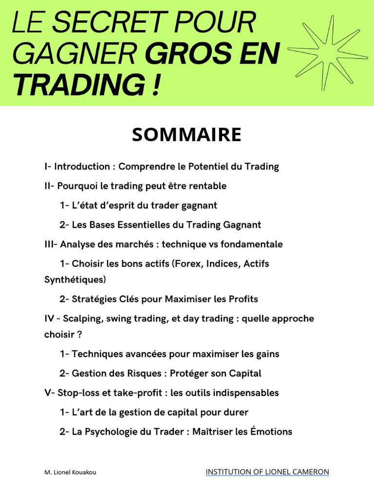 Stratégies de Trading pour Gagner Gros | PDF | Opérateur de marché | Forex