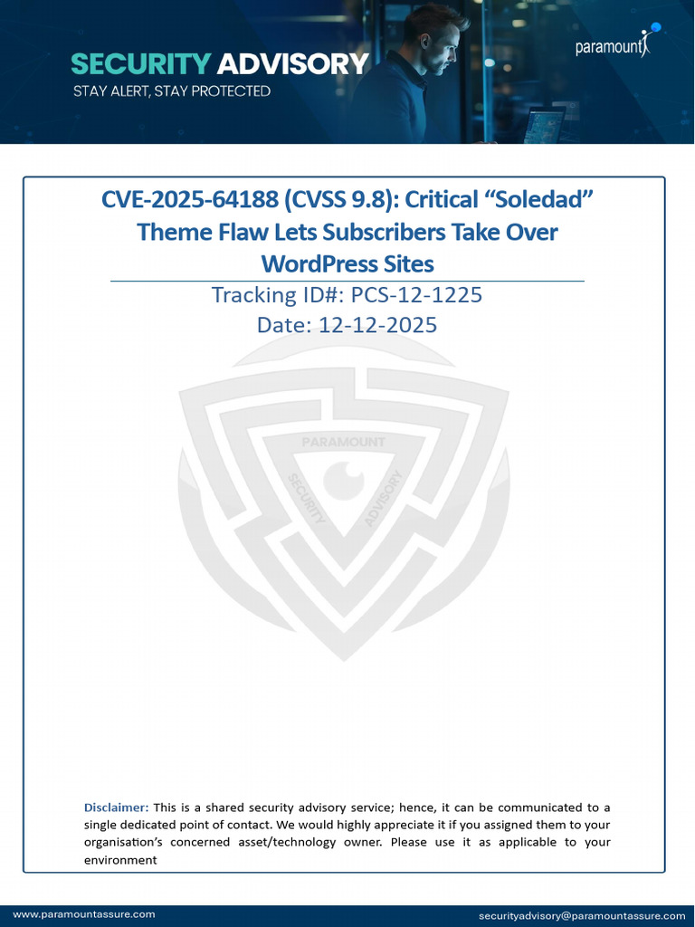 Critical “Soledad” Theme Flaw Lets Subscribers Take Over WordPress ...
