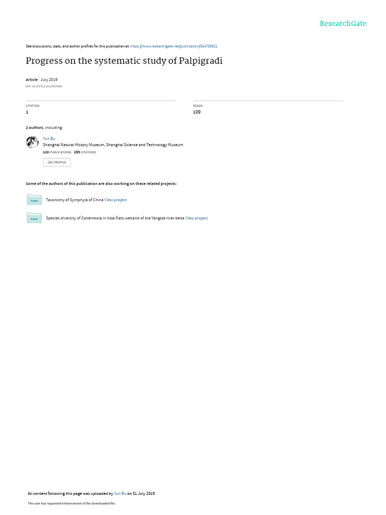 Bu & Chen, 2019 Palpigradi Progress On.. | PDF