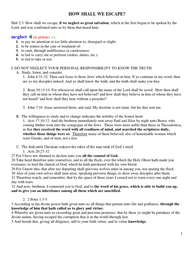 HOW SHALL WE ESCAPE Sermon and Outline by Charles A. Yawn | PDF | Acts ...