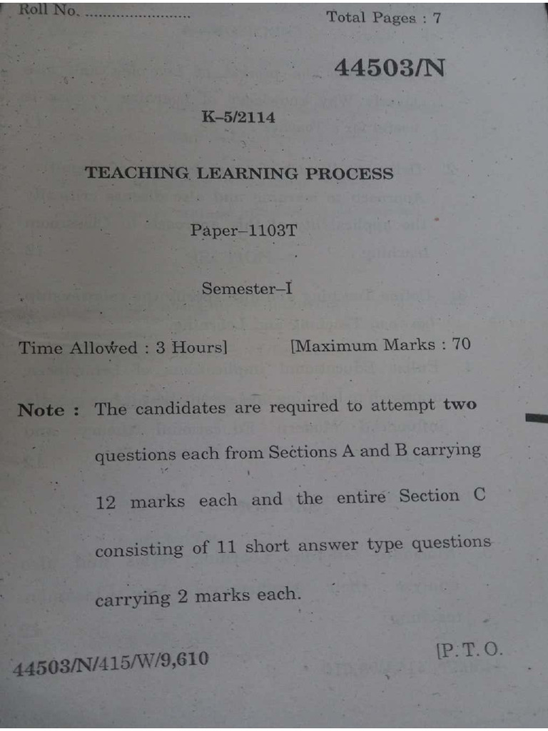 Teaching Learning Process Pdf