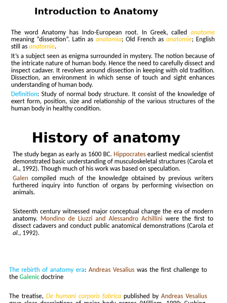 Overview of Human Anatomy Fundamentals | PDF | Anatomical Terms Of ...