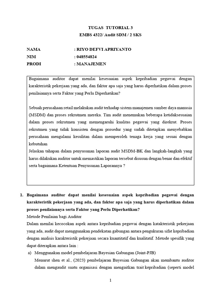 TUGAS 3 AUDIT SDM | PDF