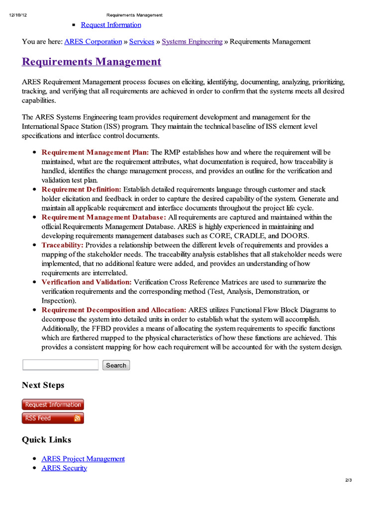 Requirements Management From ARES | PDF