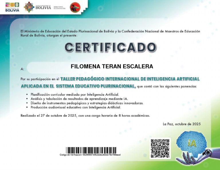 Certificado-filomena Teran Escalera (2) | PDF