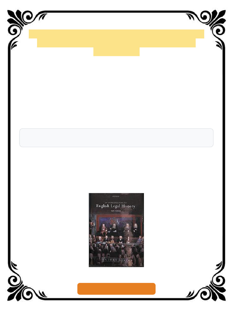 An Introduction to English Legal History 5th Edition John Baker eBook with extra chapters | PDF ...