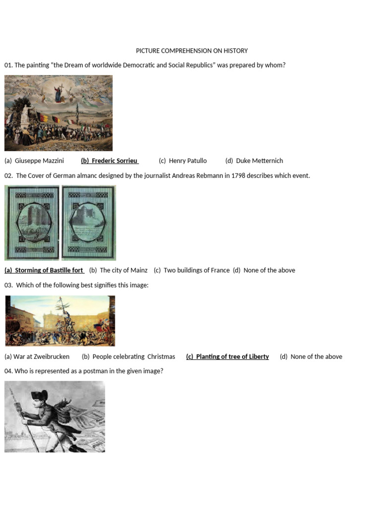 History Picture Comprehension Quiz | PDF