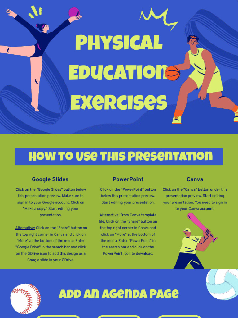 Blue and Lime Green Illustrative Physical Education Exercises For ...