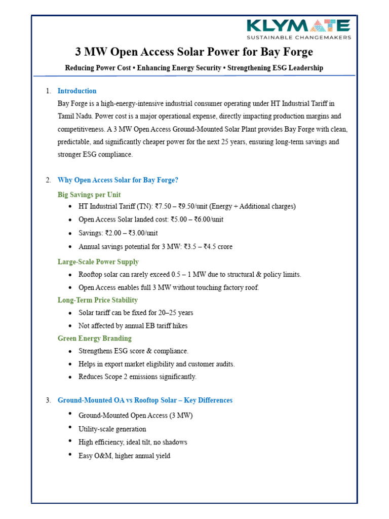 Open Access Solar Power For Bay Forge | PDF | Solar Power | Open Access