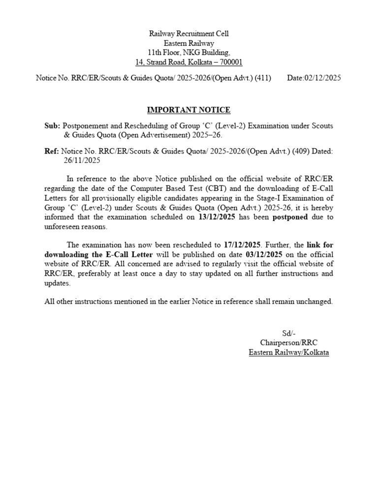 Postponement of Exam Notice L-2 - 251202 - 122316 | PDF