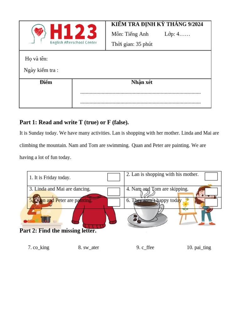 GRADE 4 Test 1 Lesson 5 | PDF