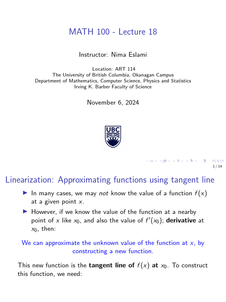 Lecture 18 | PDF | Derivative | Function (Mathematics)