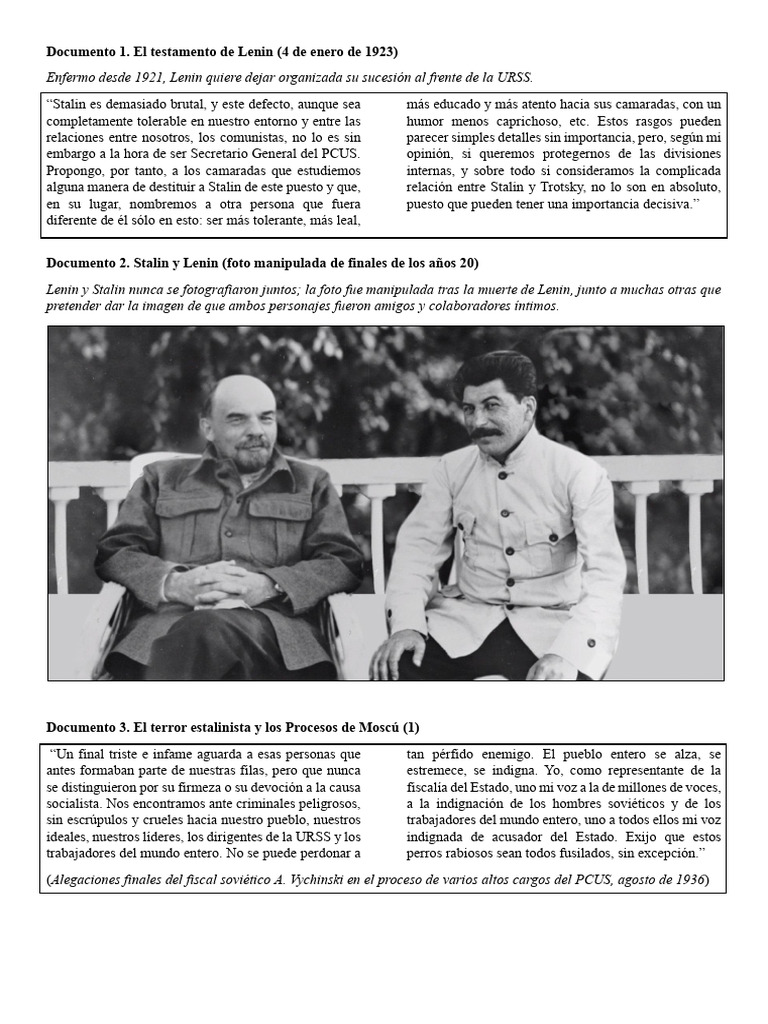 Testamento de Lenin y el ascenso de Stalin | PDF | Unión Soviética ...