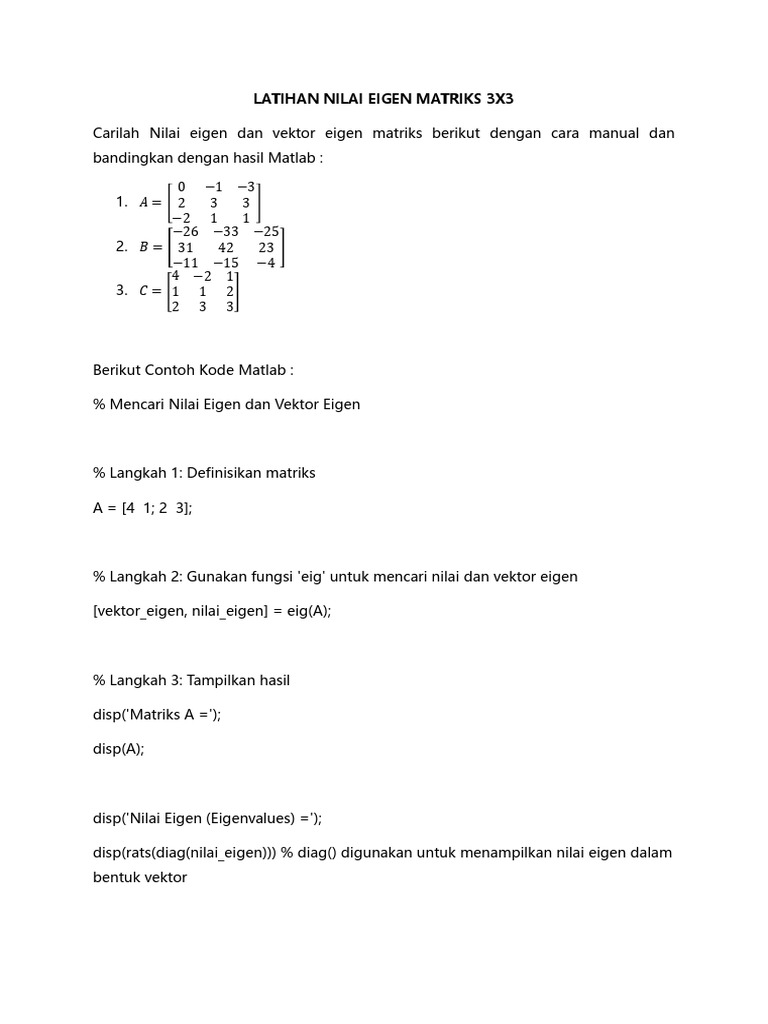 Latihan Nilai Eigen Matriks 3x3 | PDF