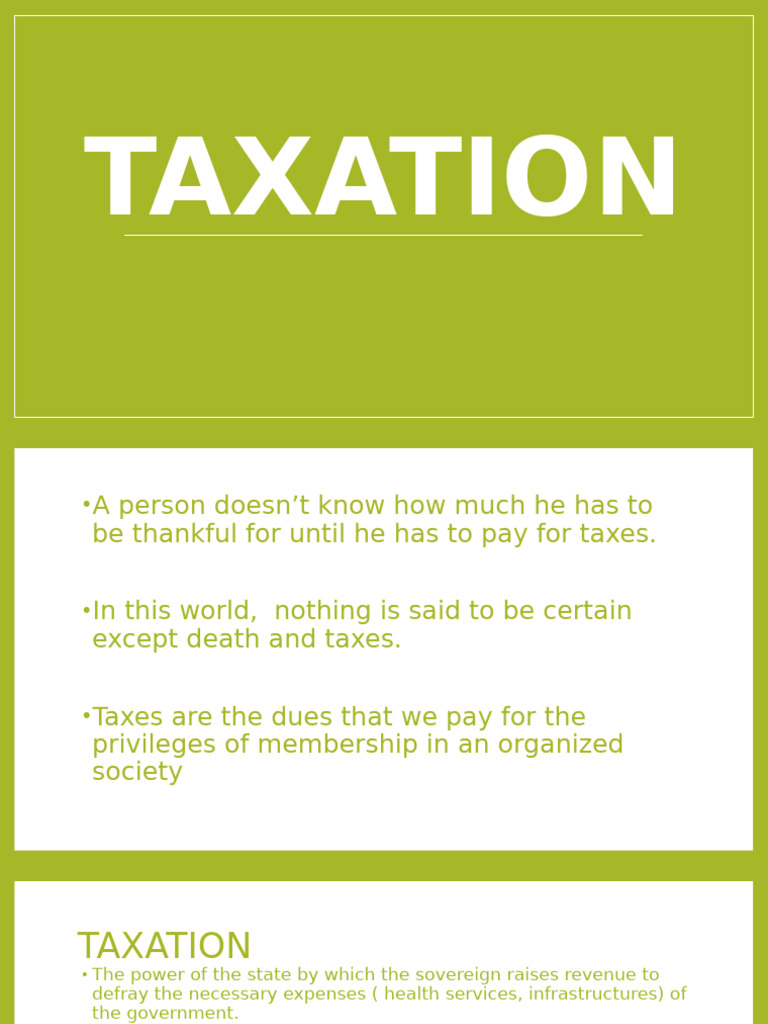 Understanding Taxation Principles and Types | PDF