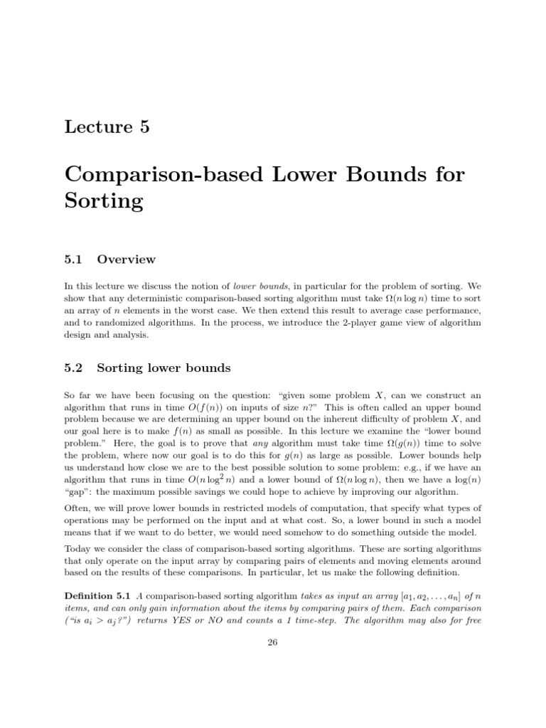 Sorting Lower Bounds | PDF | Time Complexity | Algorithms