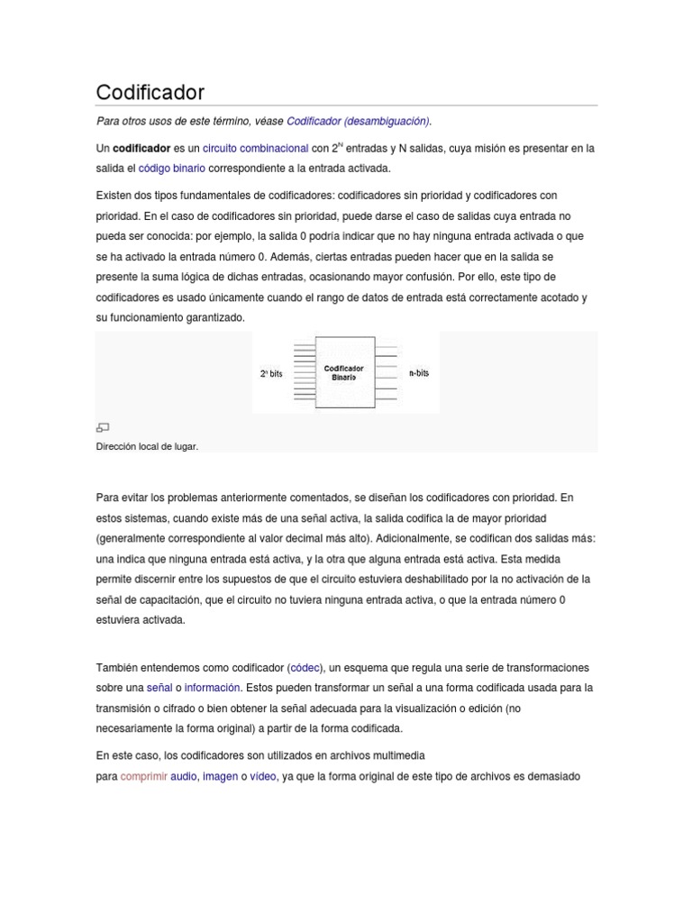Definición y Tipos de Codificadores | PDF | Electrónica digital ...