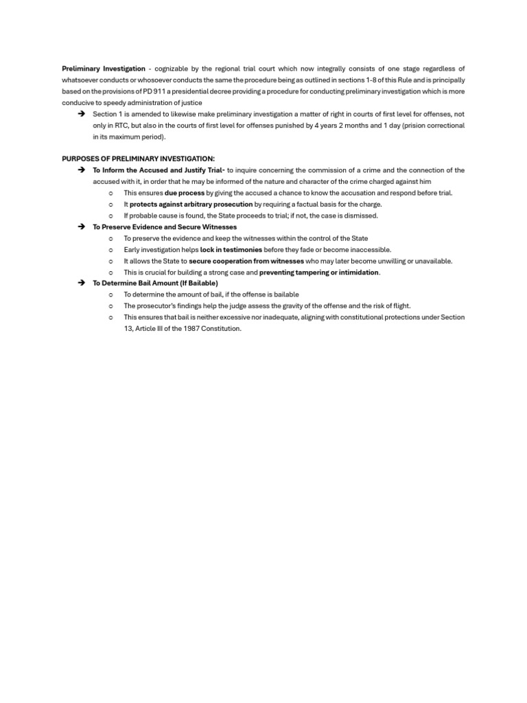Overview of Preliminary Investigation Procedures | PDF