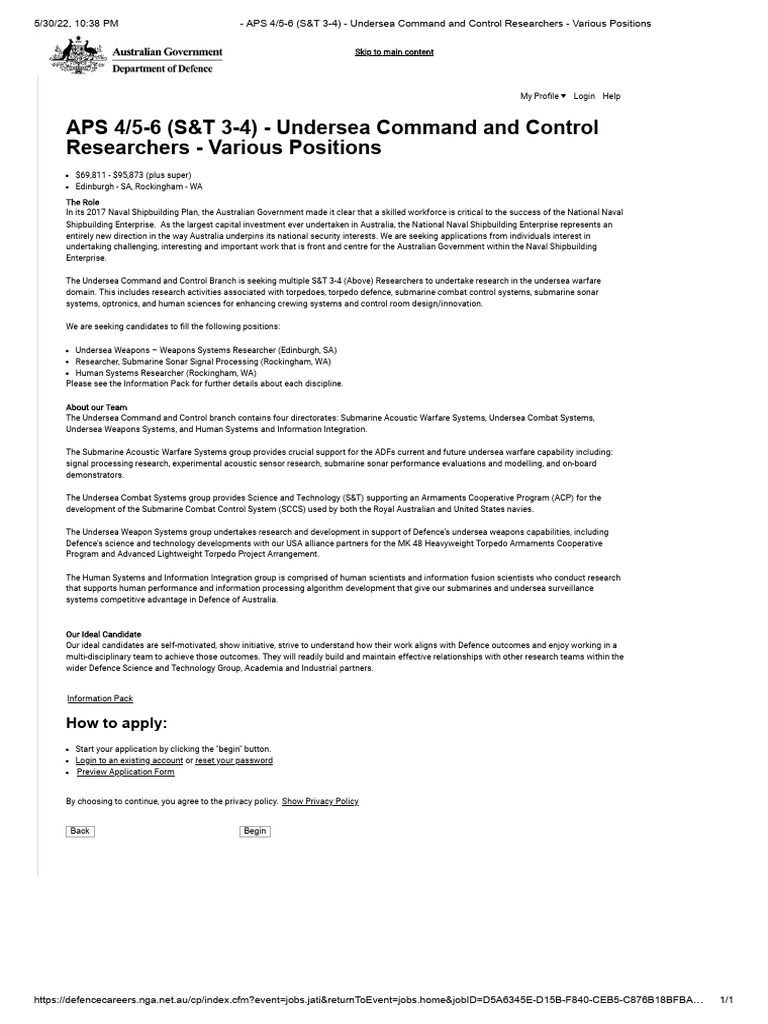 APS 4 - 5-6 (S&T 3-4) - Undersea Command and Control Researchers ...