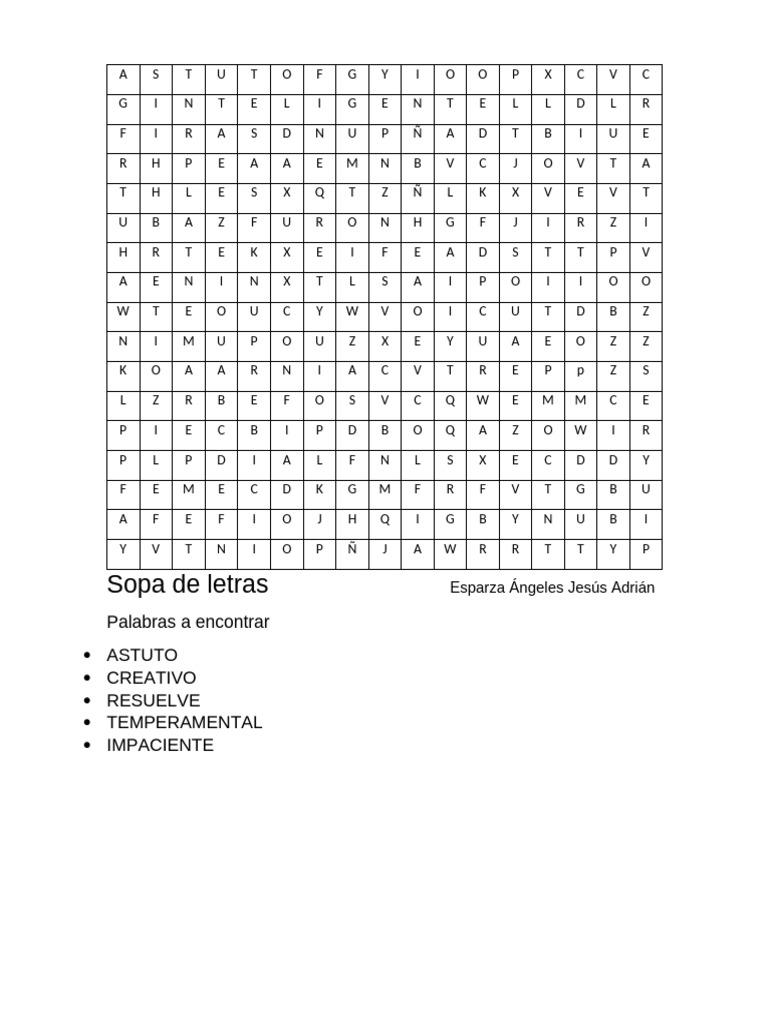 Sopa de Letras: Palabras Clave | PDF