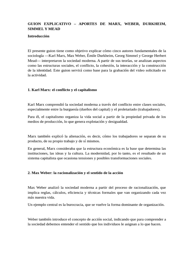 Aportes de Marx, Weber, Durkheim y más | PDF | Sociedad | Karl Marx
