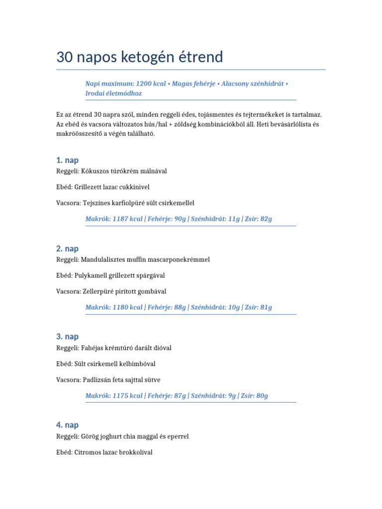 30 Napos Ketogen Etrend Reszletes | PDF