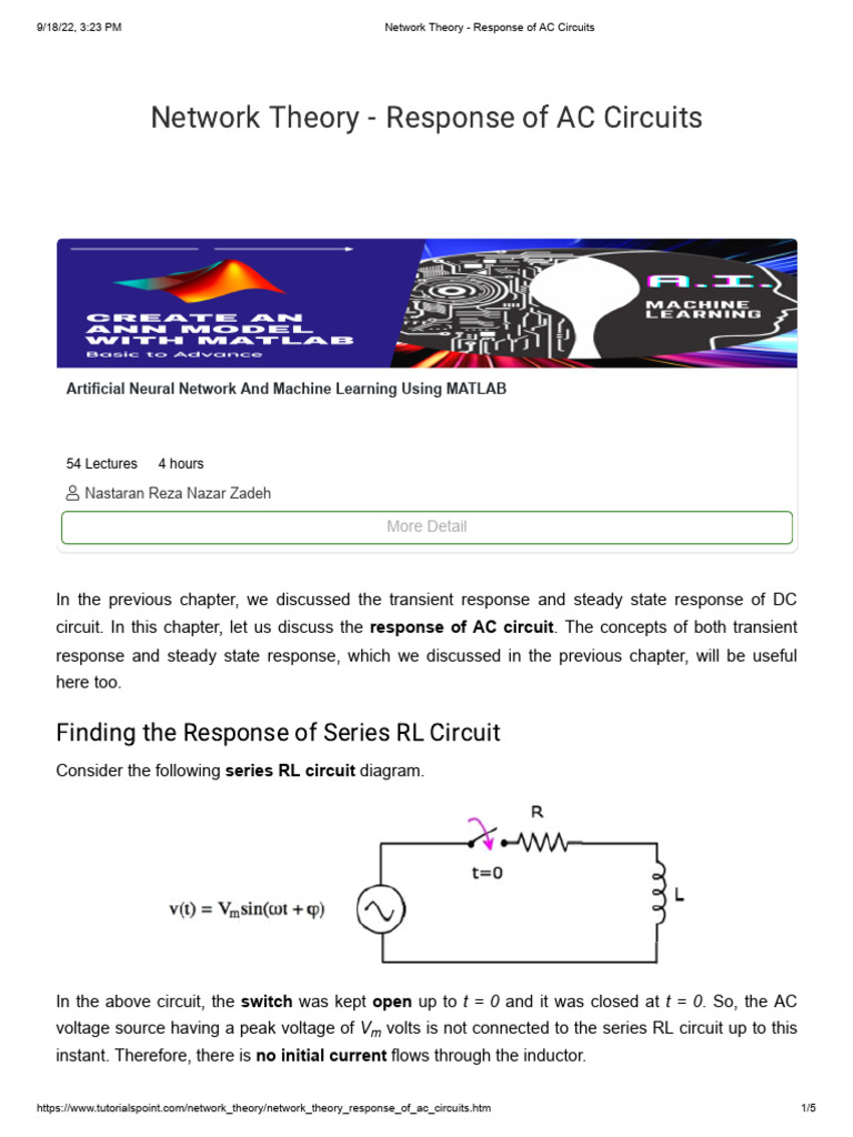 AC Circuit Response Analysis | PDF | Electronics | Computer Engineering
