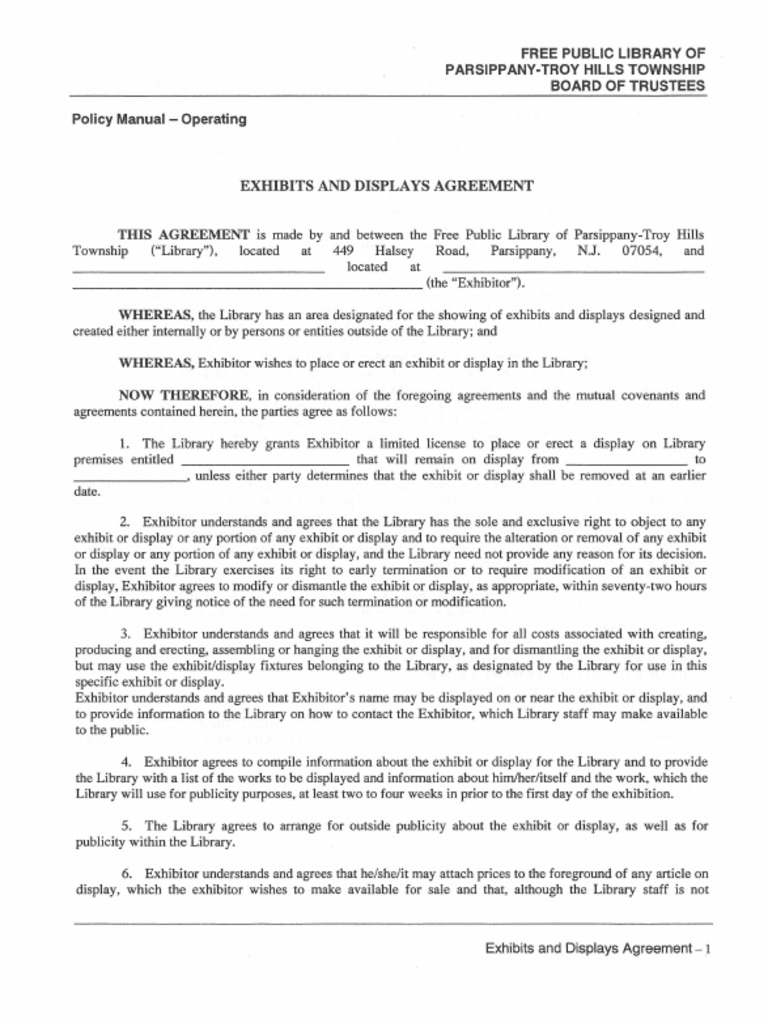 Exhibits and Display Agreement | PDF