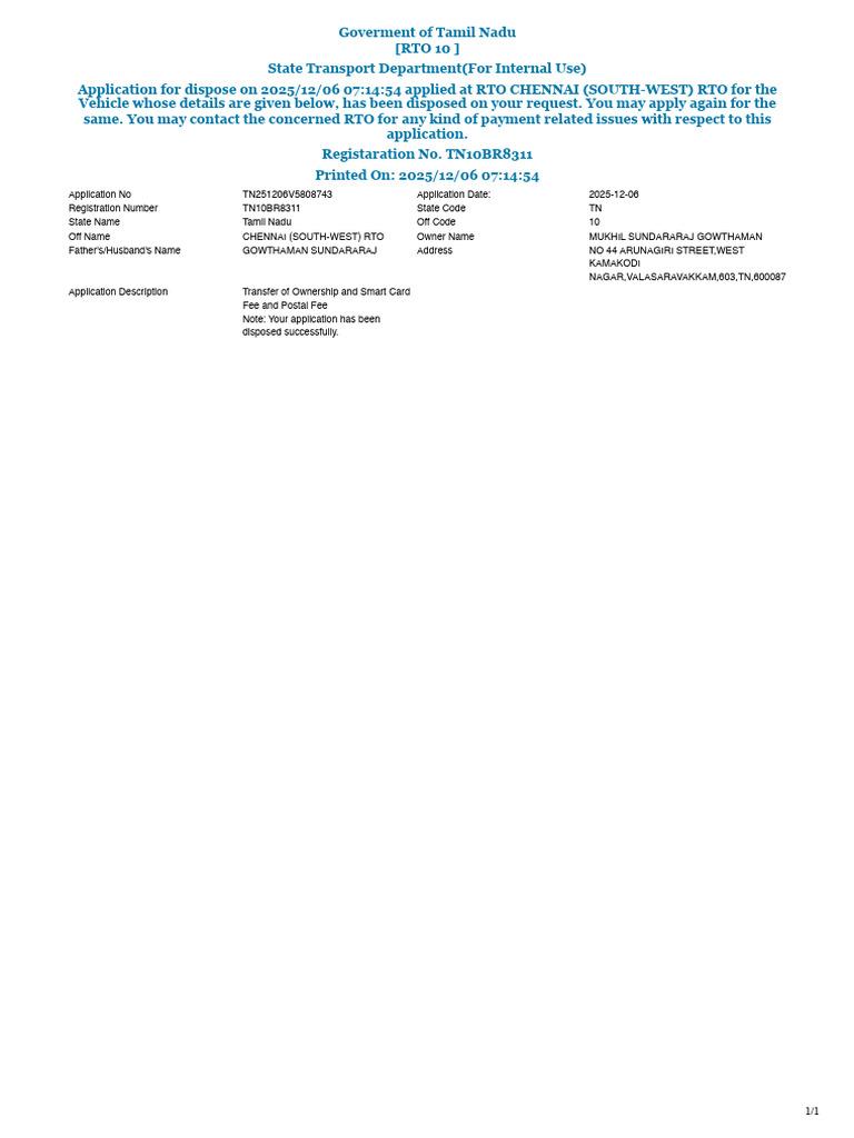 VAHAN 4.0 (Citizen Services) | PDF