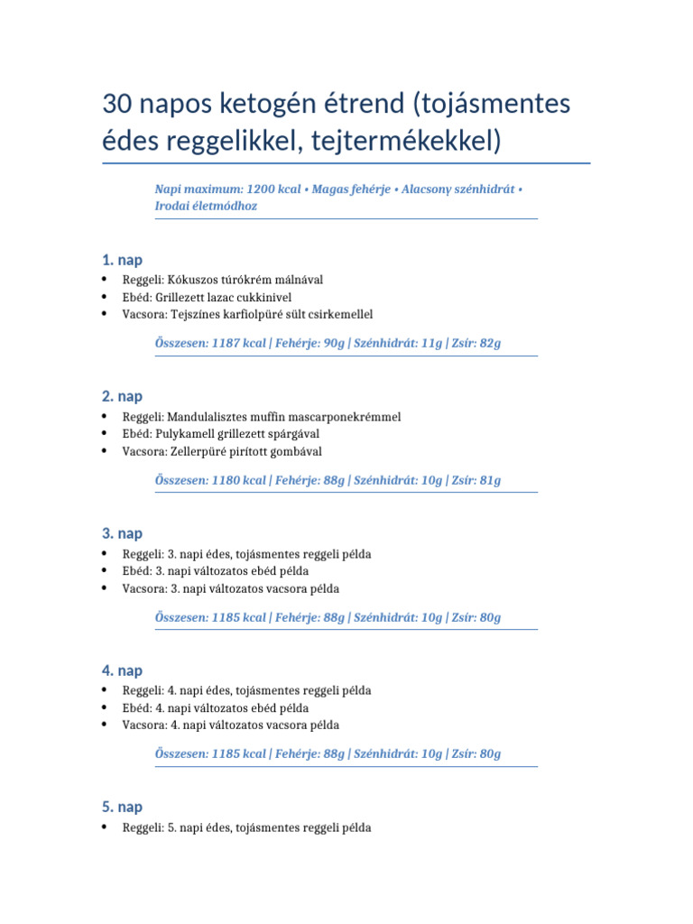 30 Napos Ketogen Etrend | PDF