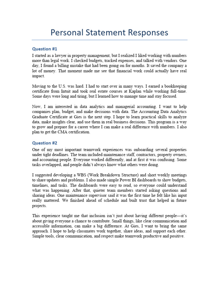 Personal Statements Oleg Romanov | PDF